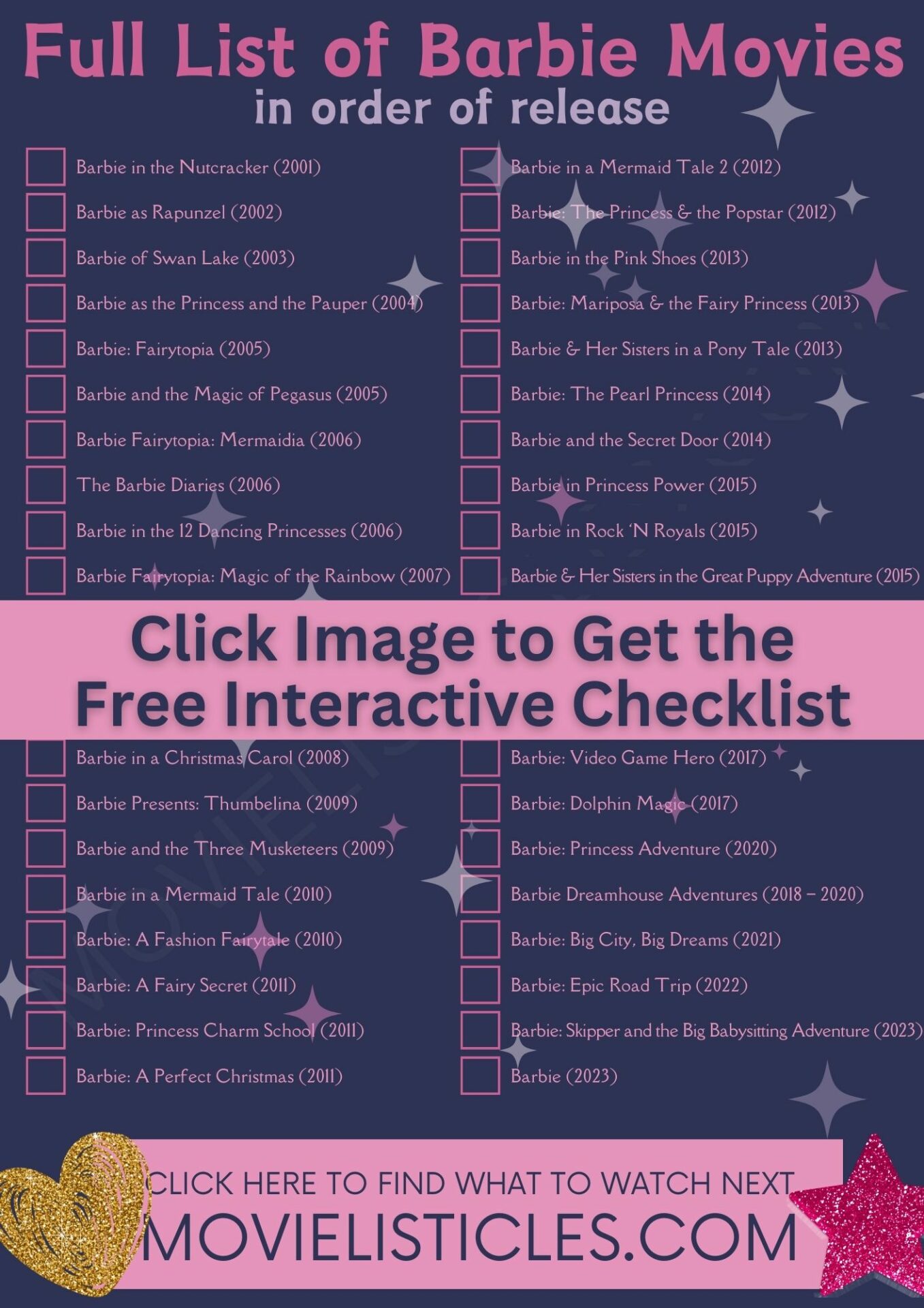 All Barbie Movies in Order of Release: Full List with FREE Checklist ...