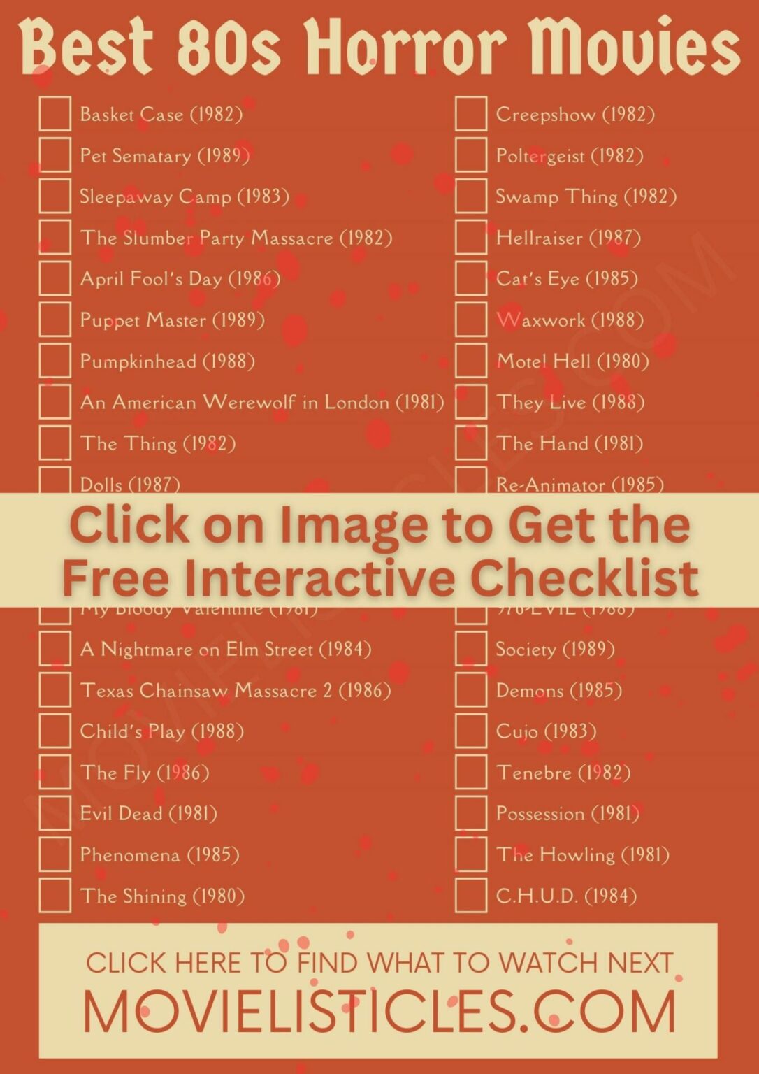 1980s Horror Movies Checklist - MovieListicles.com
